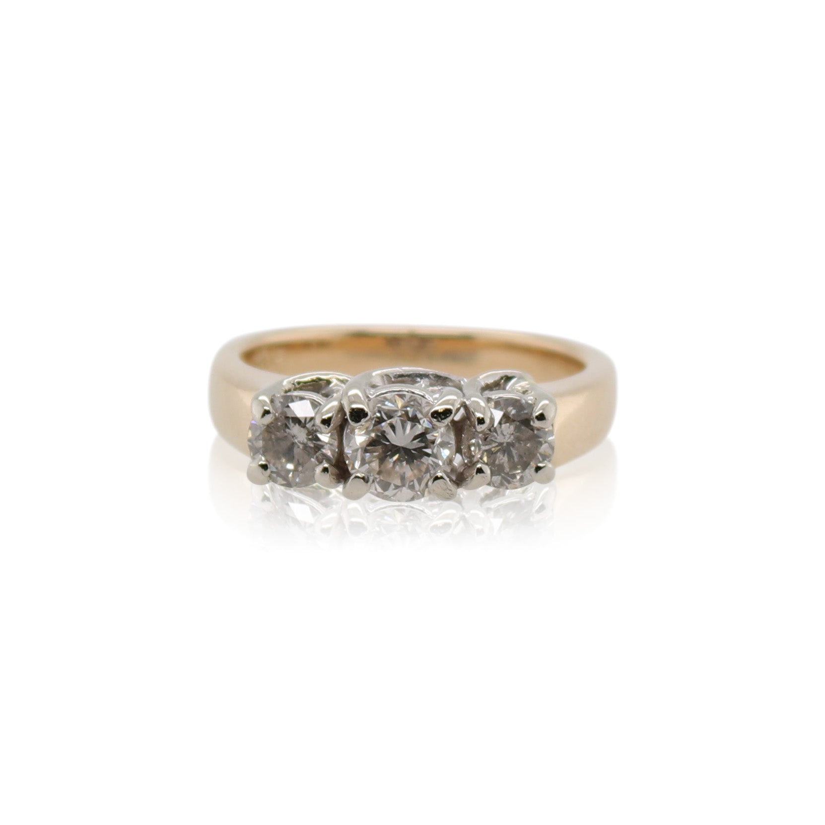 Yellow Gold and Platinum Three Stone Diamond Ring | R.F. Moeller Jeweler