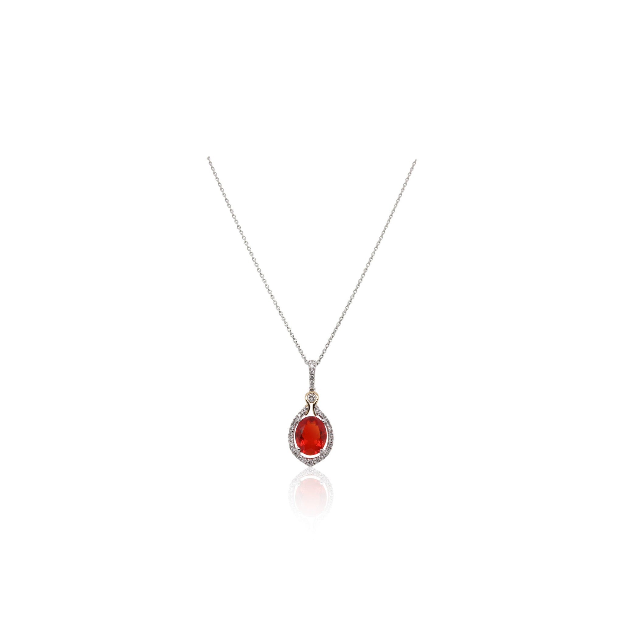 Fire Opal and Diamond Pendant | R.F. Moeller Jeweler