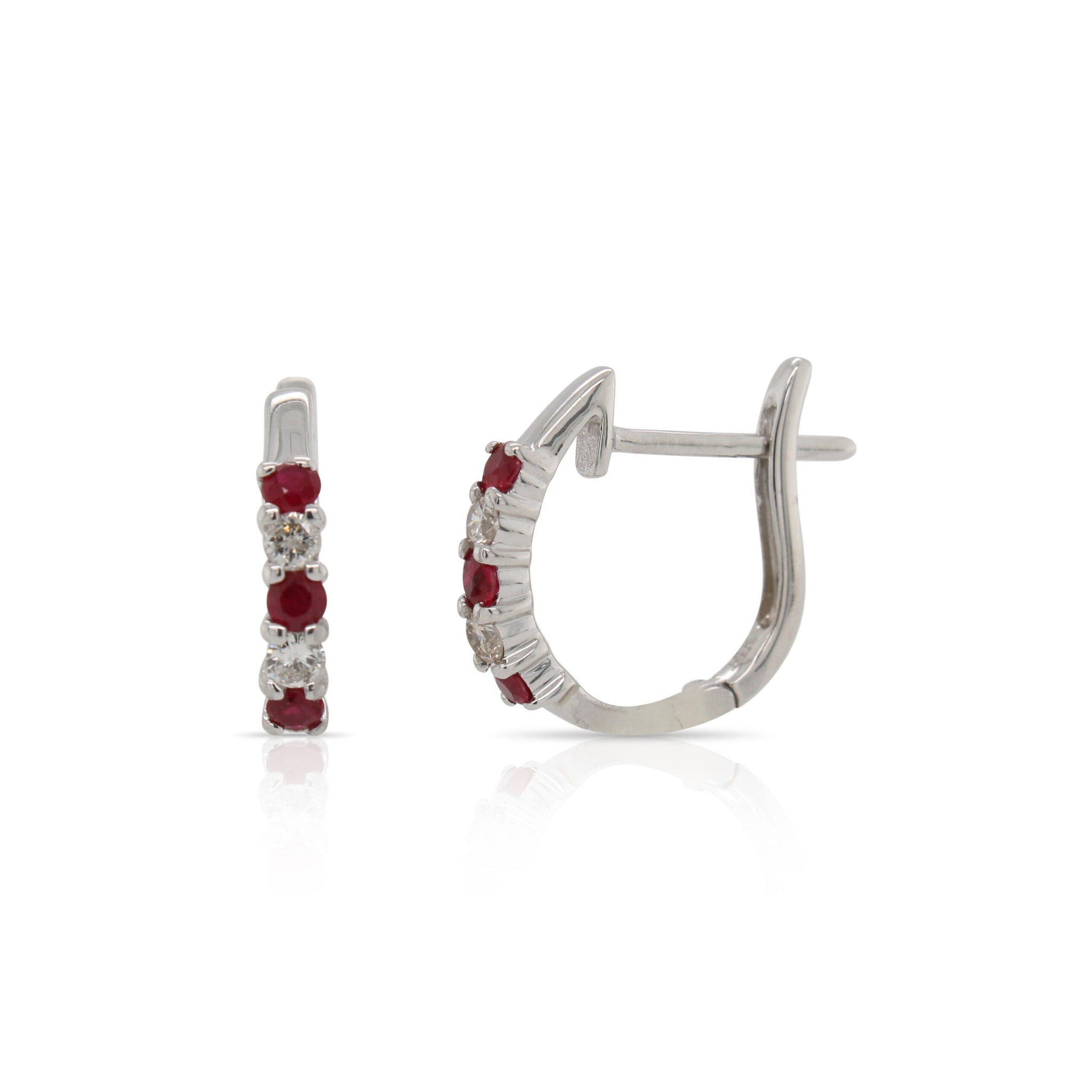 Ruby and Diamond Hoop Earrings | R.F. Moeller Jeweler