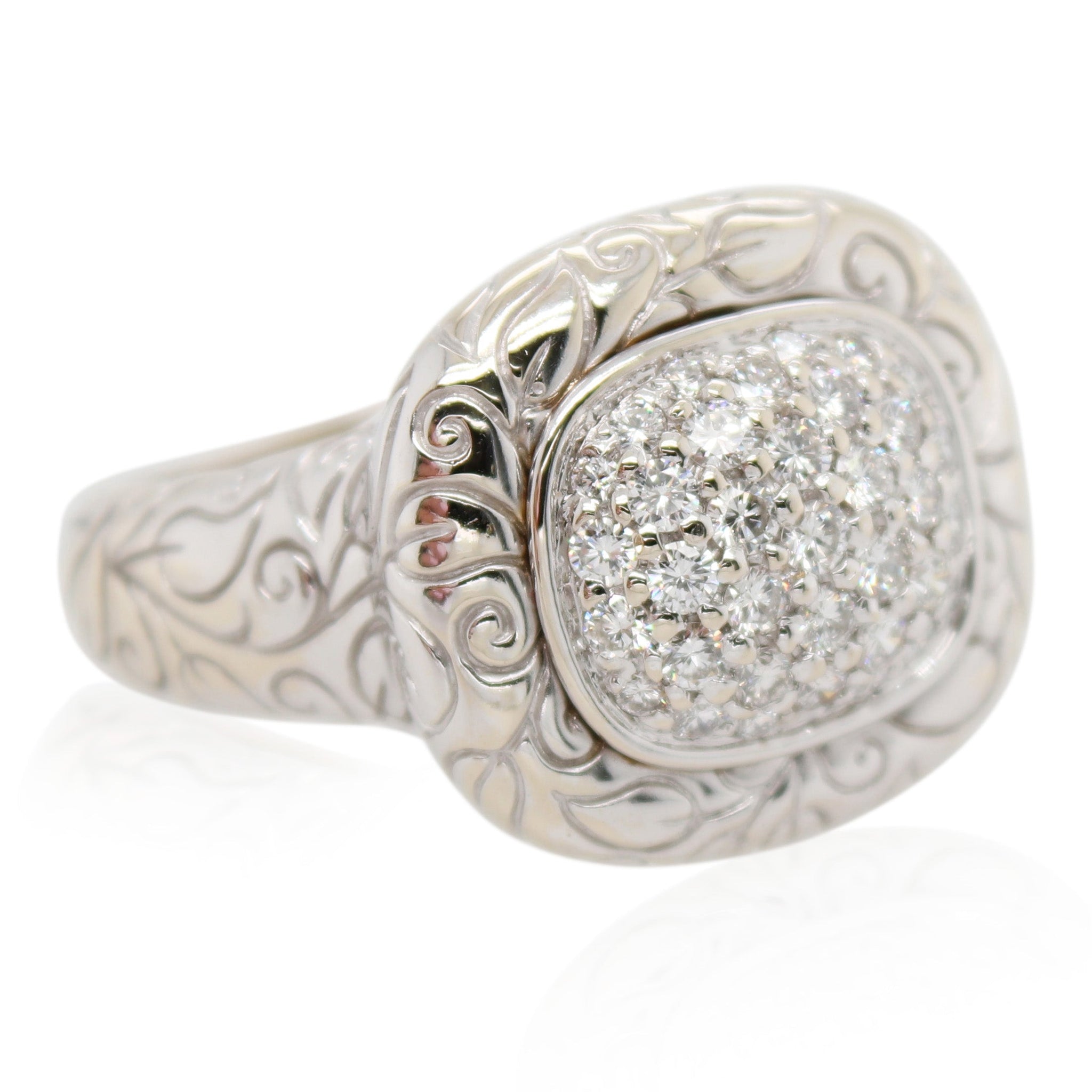 Engraved Leaf Diamond Cluster Ring | R.F. Moeller Jeweler